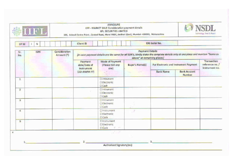 Iifl NSDL Off Market Annexure Ac259a6100 | PDF