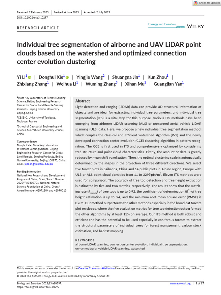 Ecology and Evolution - 2023 - Li - Individual Tree Segmentation of ...
