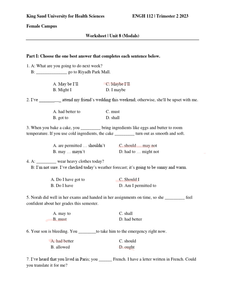 Unit 8 Worksheet | PDF