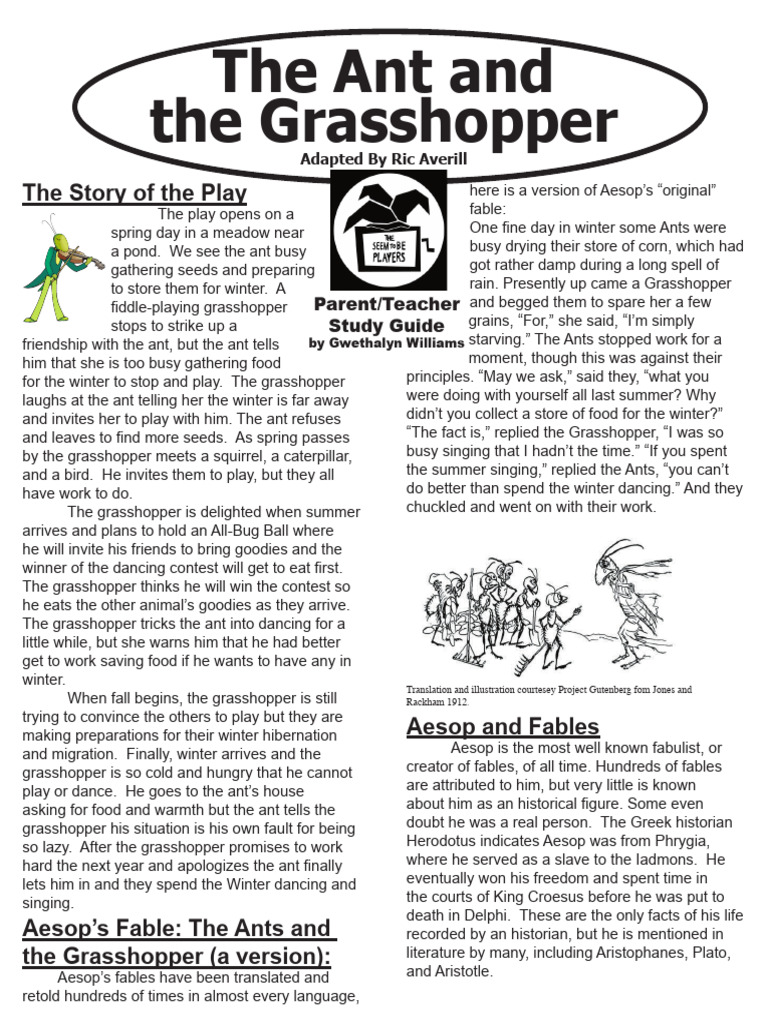 Aesop's Fable: Ant vs. Grasshopper Play | PDF | Insects | Pupa