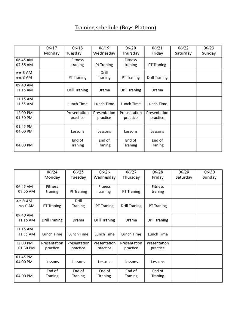 Training Schedule | PDF