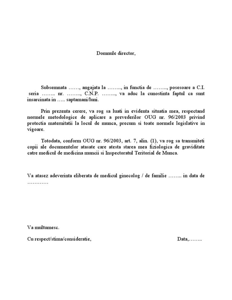 Instiintare Salariata Gravida | PDF