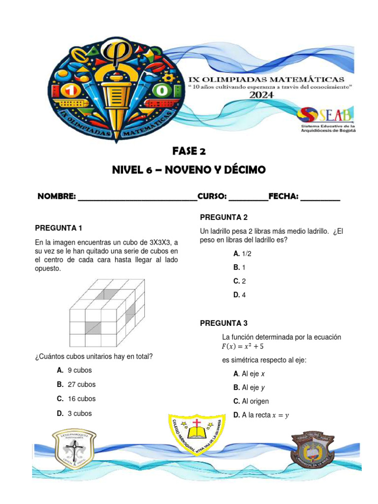 Cartilla Olimpiadas Nivel 6 Fase 2 | PDF | Matemáticas | Geometría