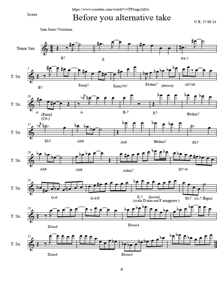 Tenor Sax Visitation Score | PDF