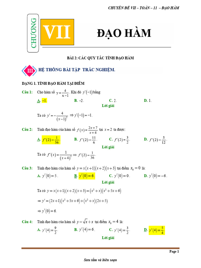 Dao Ham 1.2.2 Loi Giai | PDF