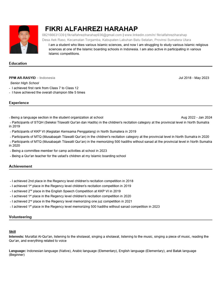 Fikri Alfahrezi Harahap-Resume | PDF | Indonesia | Islamic Texts