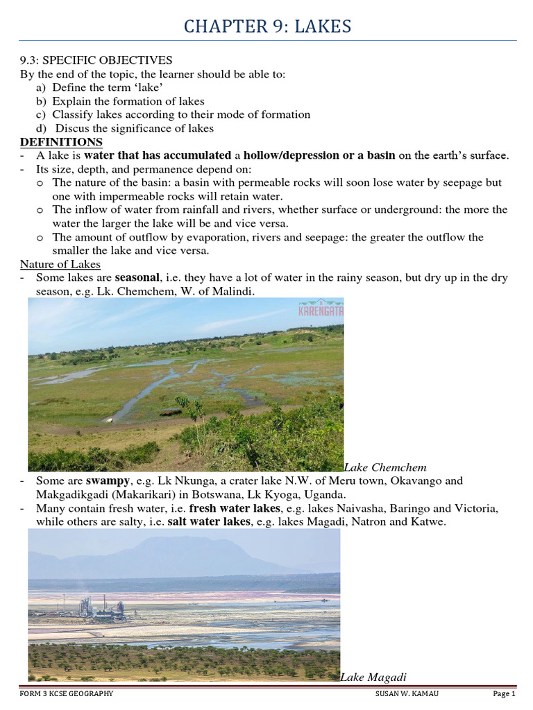 Understanding Lakes: Formation & Types | PDF | Glacier | Lake