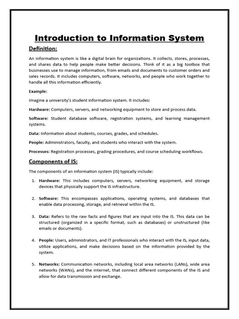Intro To IS and Types | PDF | Computer Network | Information System