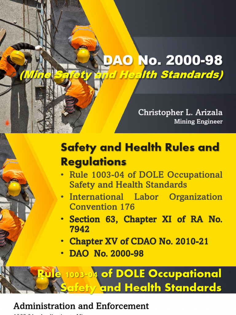 DAO No 2000 98 | PDF | Occupational Safety And Health | International ...