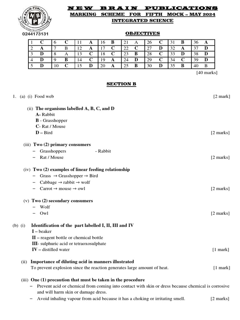 Science - Marking Scheme For 5th Mock May 2024 | PDF | Soil | Eclipse