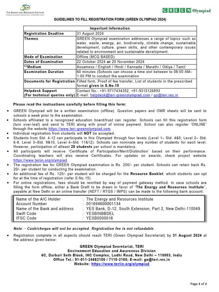 Final GO Registration Form 2024 - India | PDF | Cheque