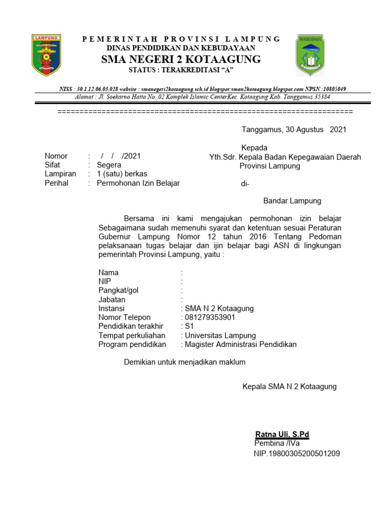 Ijin Belajar Yuni | PDF