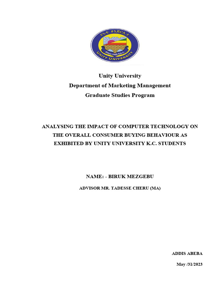 Bruk Mezgegebu Final Thesis 14 June 2023 | PDF | Behavior | Consumer Behaviour