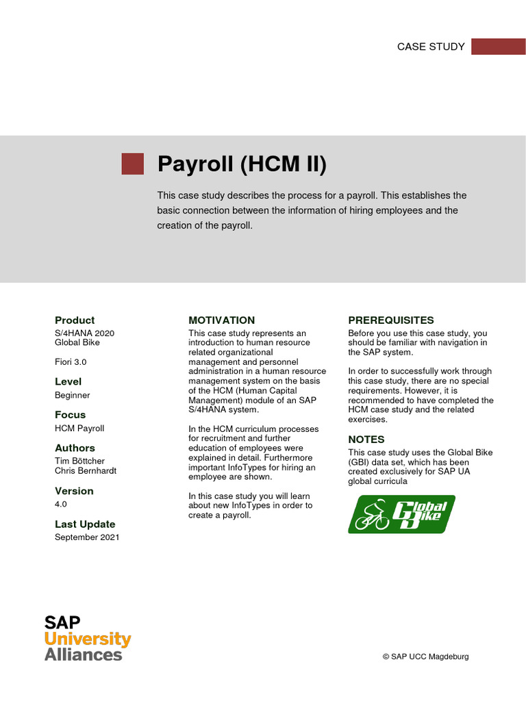 HCM Payroll Case Study: Global Bike | PDF | Payroll Tax | Human ...