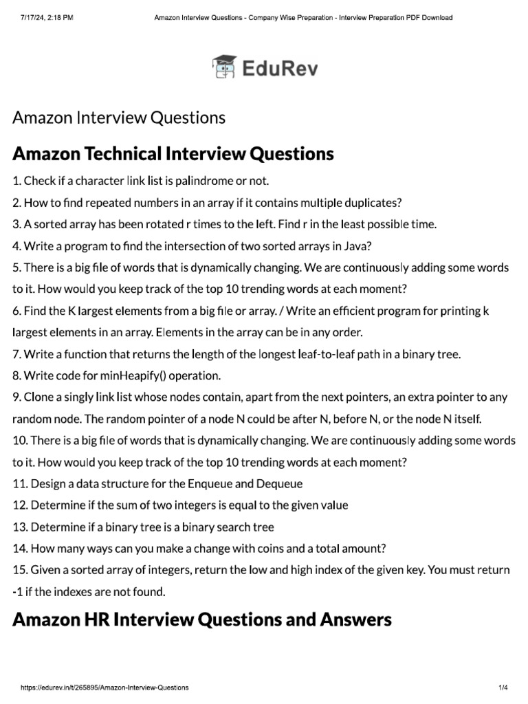 Amazon Interview | PDF