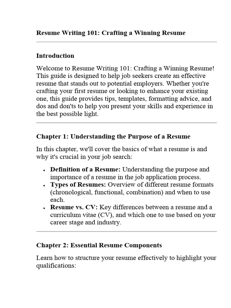 Resume Writing | PDF | Résumé