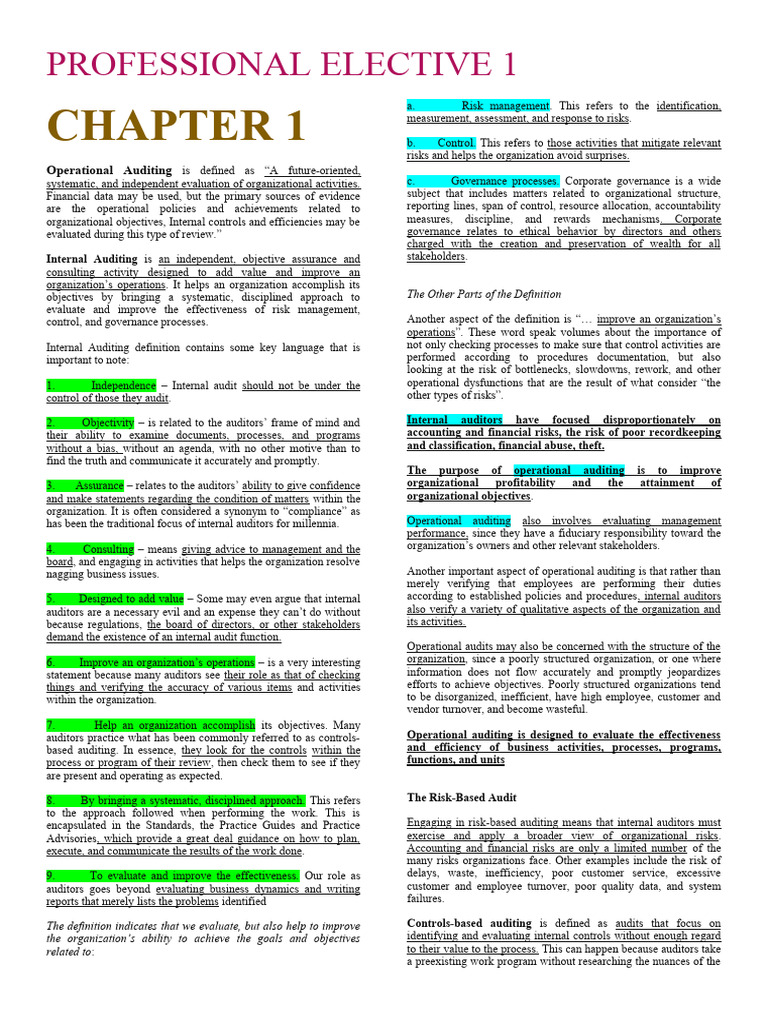 Elective 1 | PDF | Audit | Internal Audit