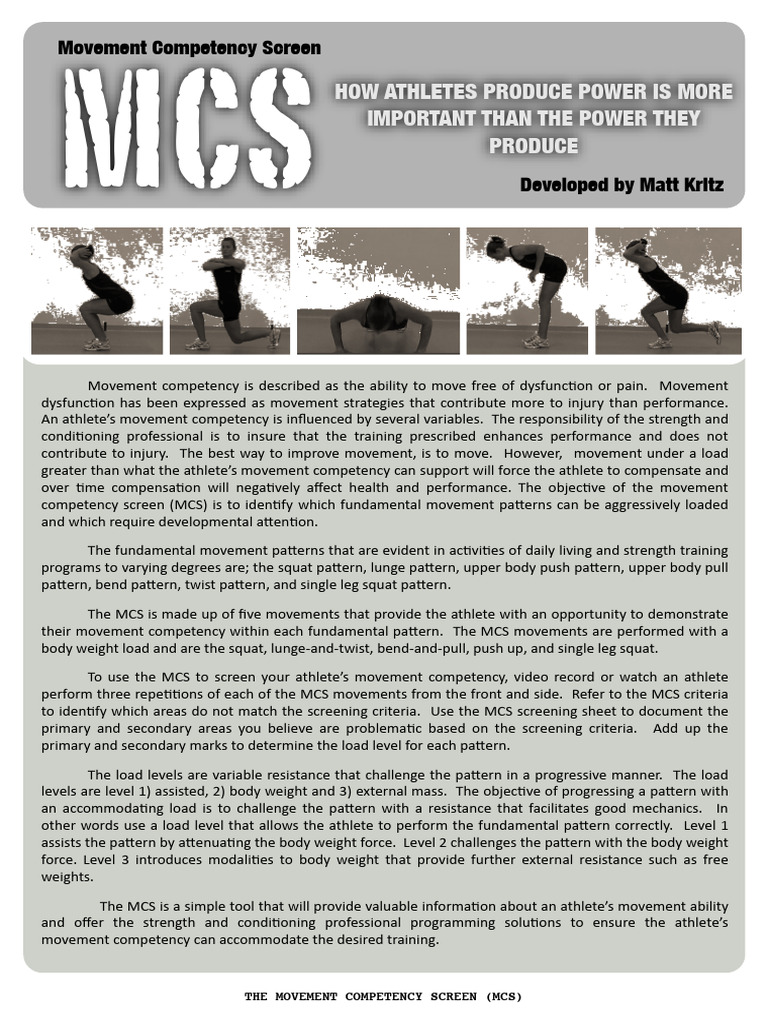 Movement Competency Screen 1 | PDF | Anatomical Terms Of Motion | Foot