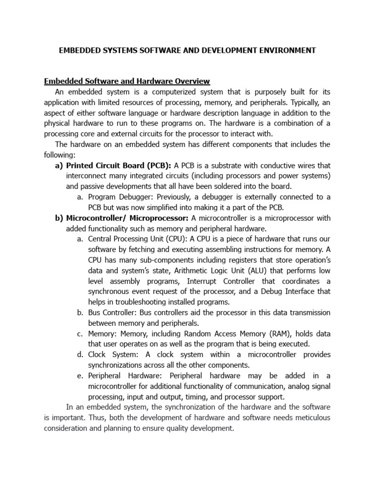 Embedded Systems Software and Development Environment | PDF | Microcontroller | Embedded System