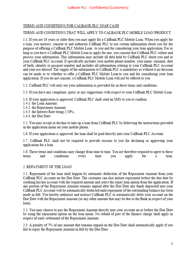 Snap Cash Terms and Conditions | PDF | Debt | Loans