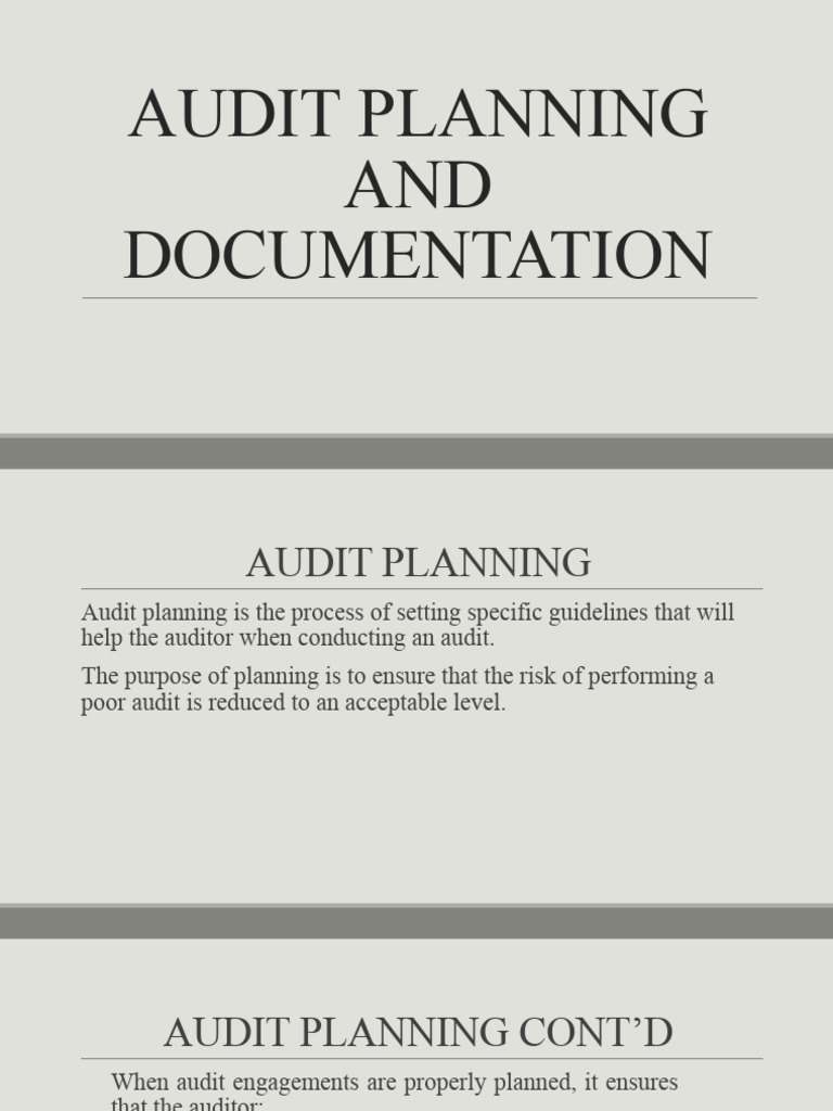 Audit Planning and Documentation | PDF | Audit | Financial Audit