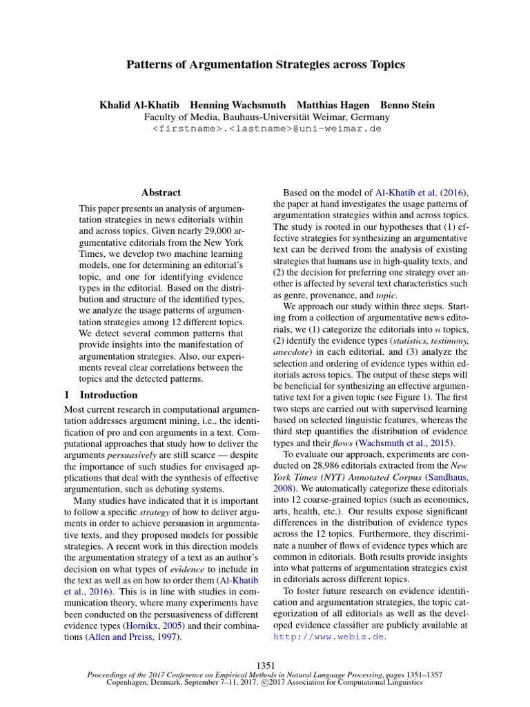 Argumentation Strategies in Editorials | PDF | Statistical ...