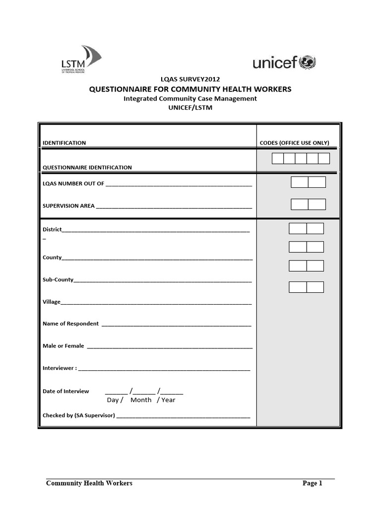 LQAS Community Health Workers Survey | PDF | Breastfeeding | Hand Washing