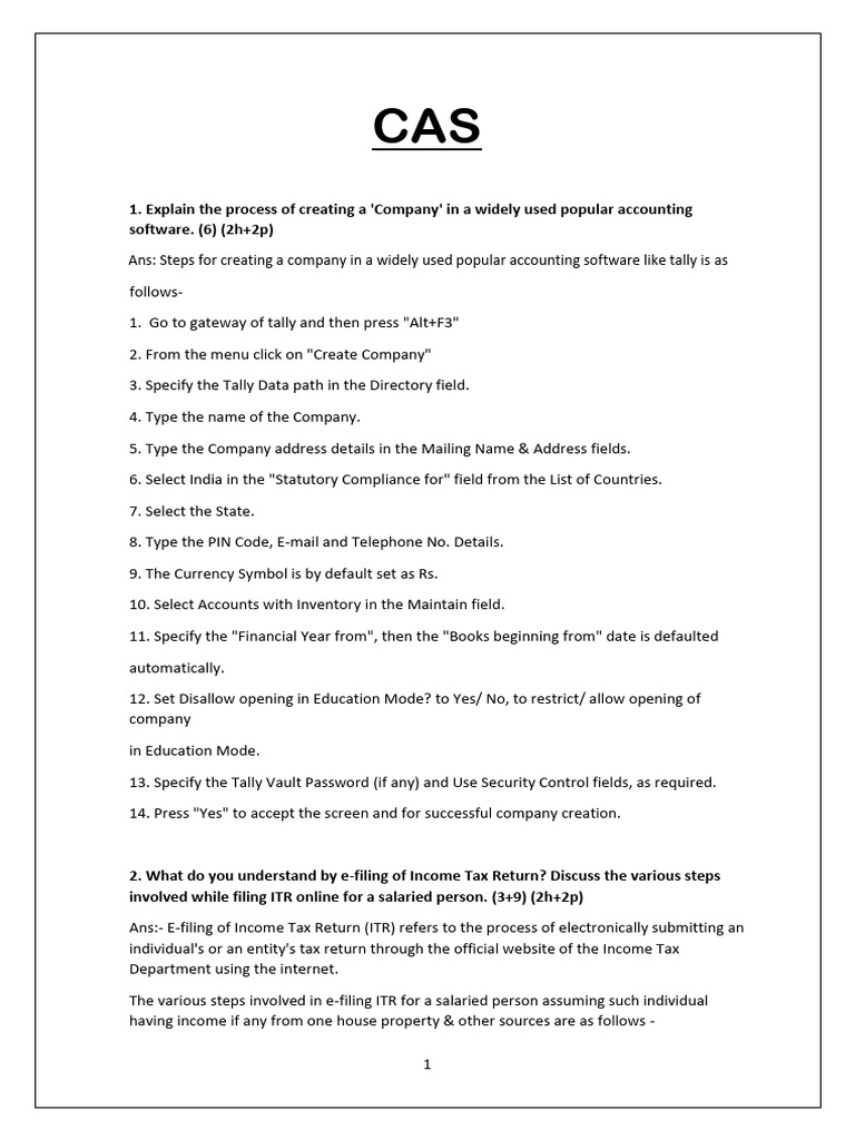 CAS NOTES (PYQs Based) | PDF | Debits And Credits | Business