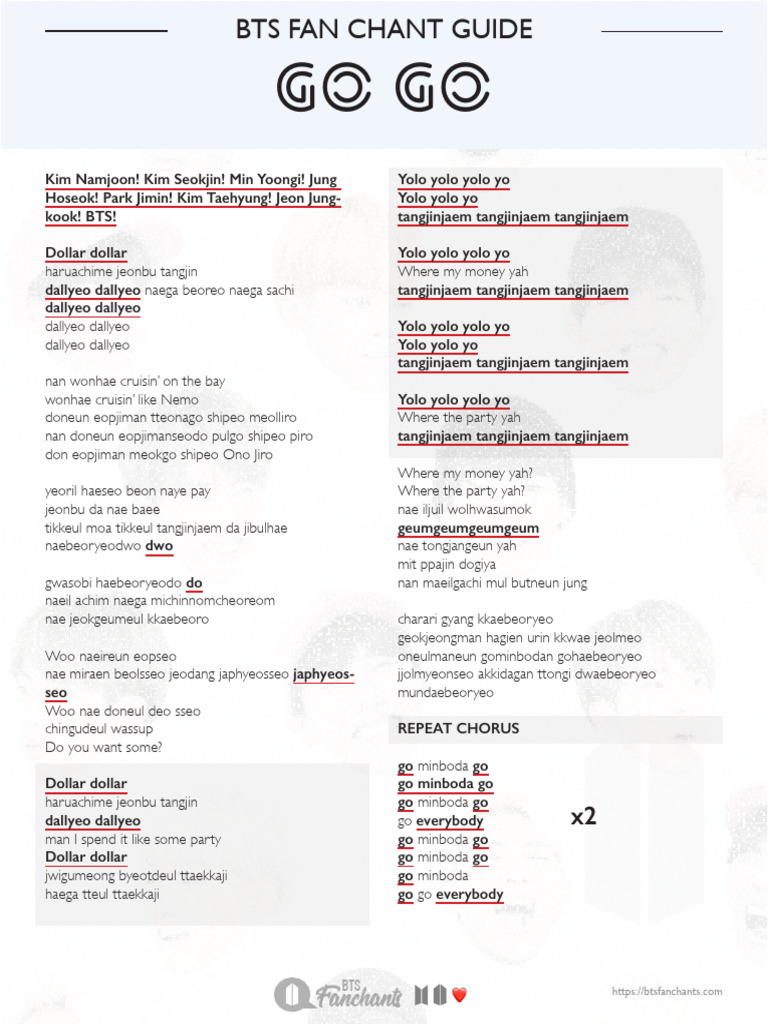 bts-gogo-lyrics-fanchant | PDF