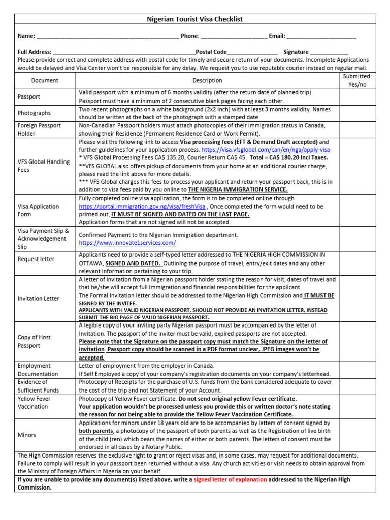 Nigeria Tourist Checklist Sep 2021 | PDF | Travel Visa | Passport
