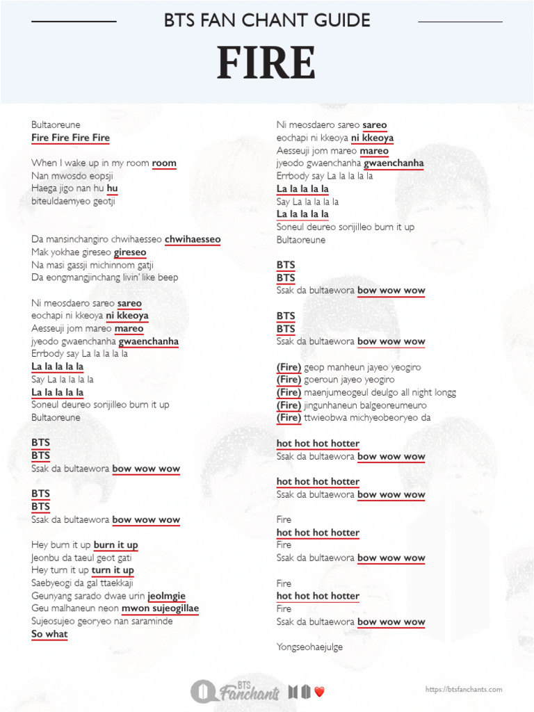 BTS Fire Fan Chant Guide | PDF