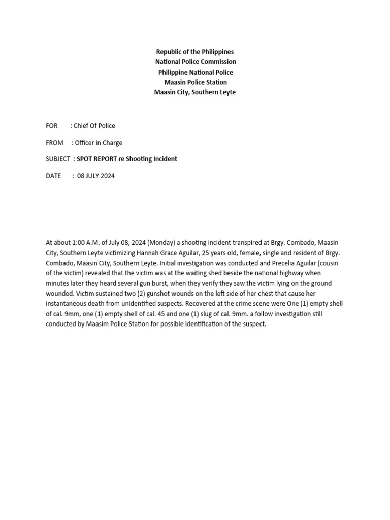 Spot Report | PDF