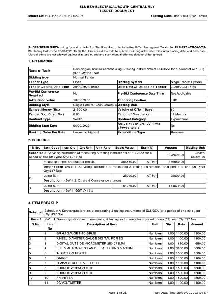 bza ref tender calibration | PDF | Voltage | Electrical Engineering