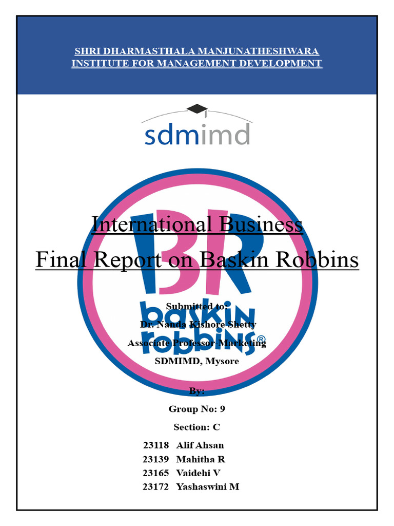 Project Report On Baskin Robbins | PDF | Franchising