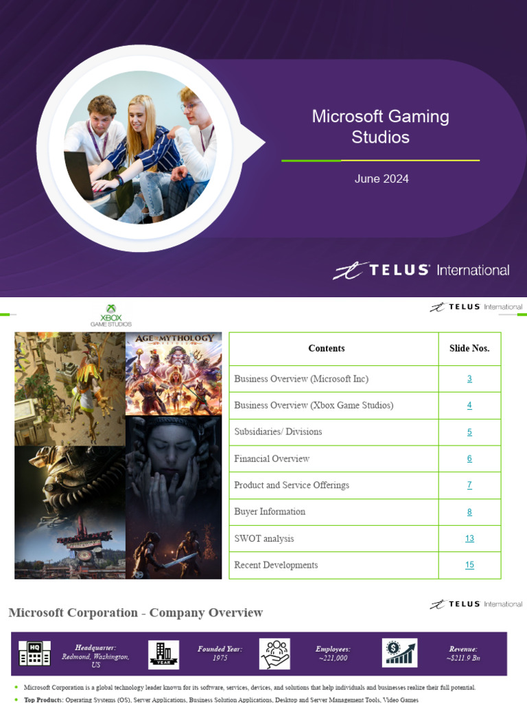 Microsoft Gaming Studios - Account Dossier - June 2024 | PDF | Xbox ...