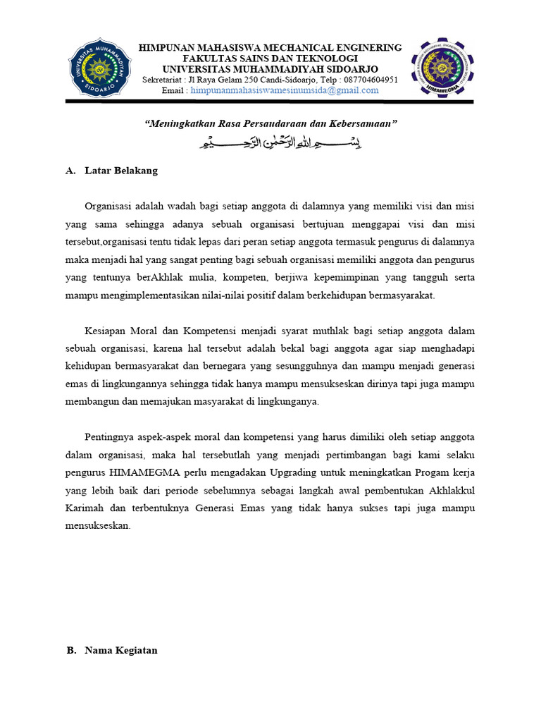 Proposal Upgrading 2022 Rencana B | PDF