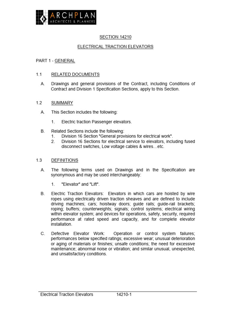 Electrical Traction Elevators | PDF | Elevator | Door