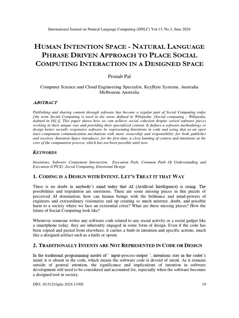 Human Intention Space in Social Computing | PDF | Source Code | Computing