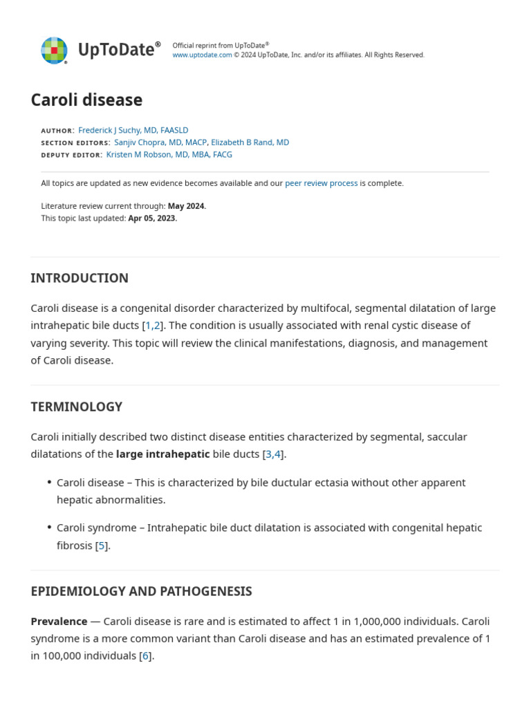 Caroli Disease - UpToDate | PDF | Liver | Clinical Medicine