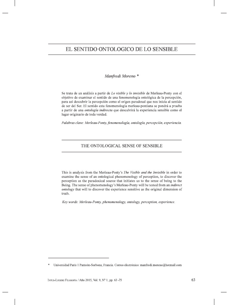 El Sentido Ontologico de Lo Sensible | PDF