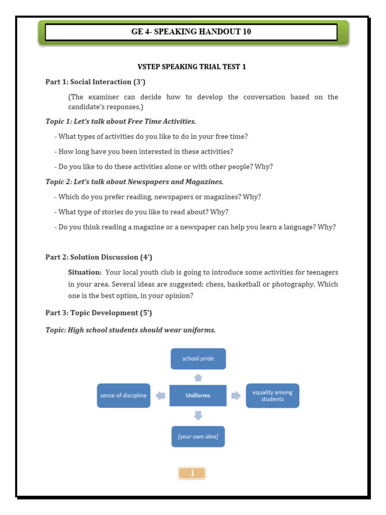 Vstep Speaking Trial Test | PDF | Conversation | Behavioural Sciences
