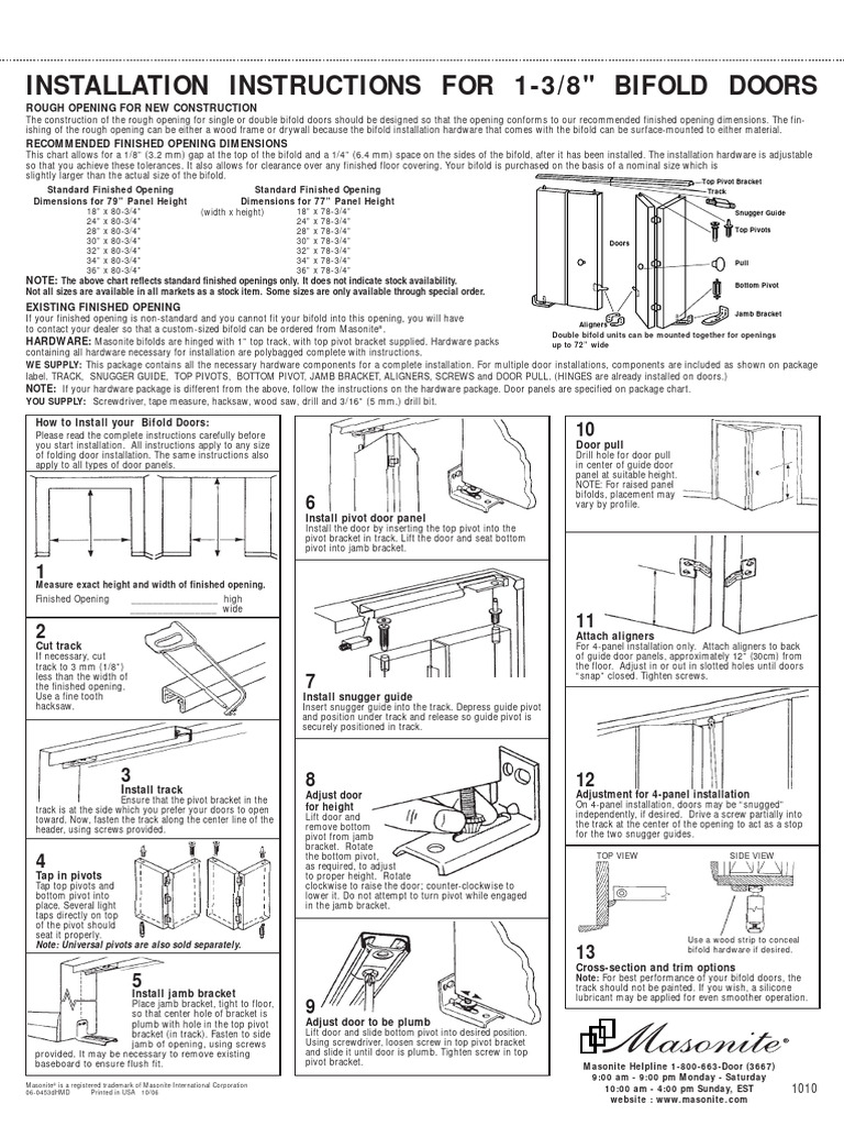 masonite manual de instalación puerta plegable | PDF | Door | Engineering Tolerance