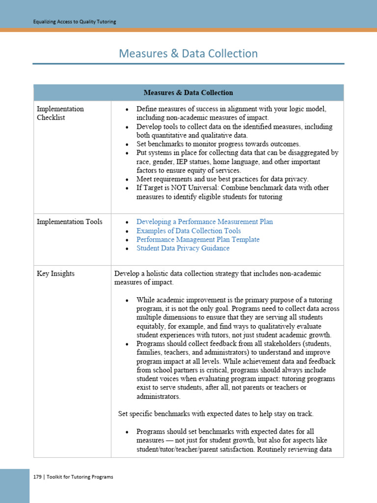 Toolkit Measures Data Collection | PDF | Rubric (Academic) | Information