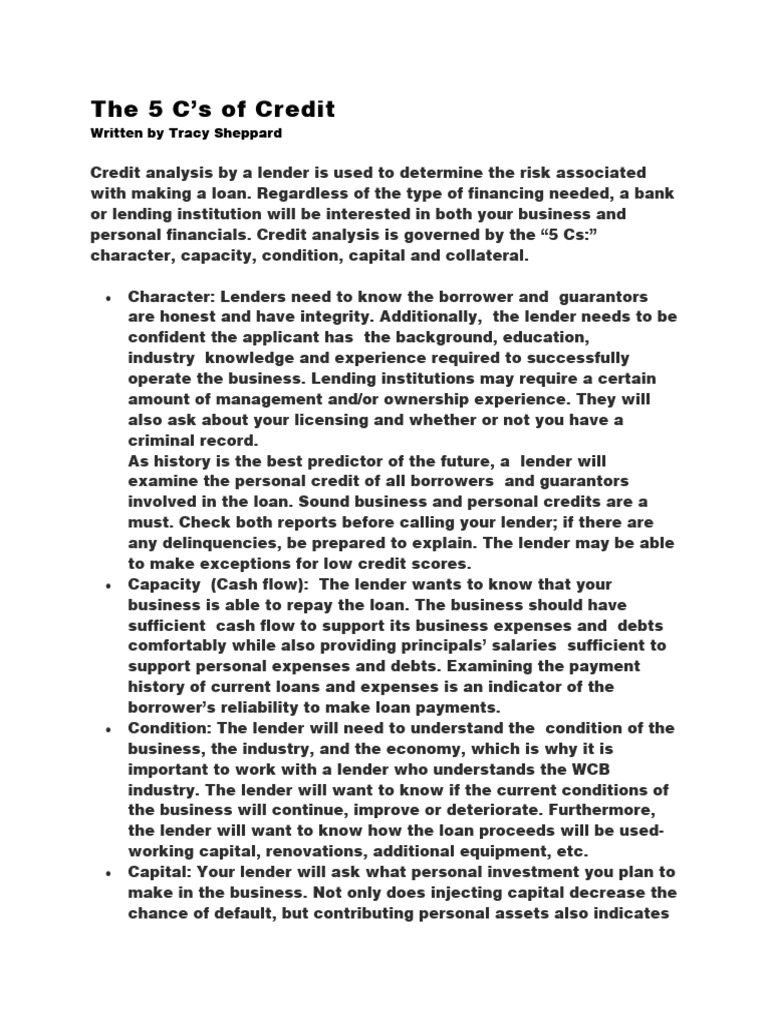 Understanding the 5 C's of Credit | PDF | Loans | Credit