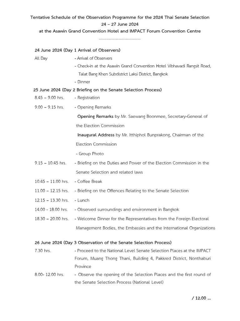 Schedule Of The 2024 Senate Selection Pdf