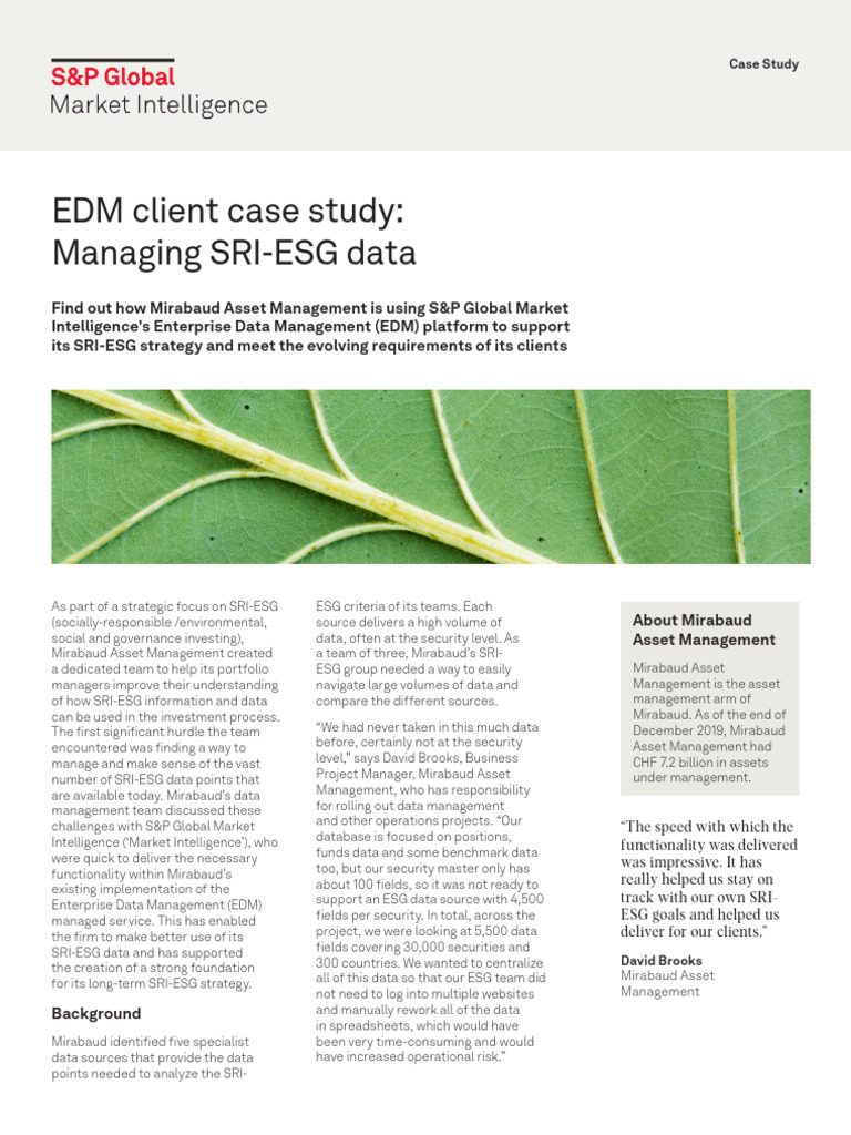ESG FS EDM Mirabaud CaseStudy SPGIpdf | PDF | Investment Management | Computing