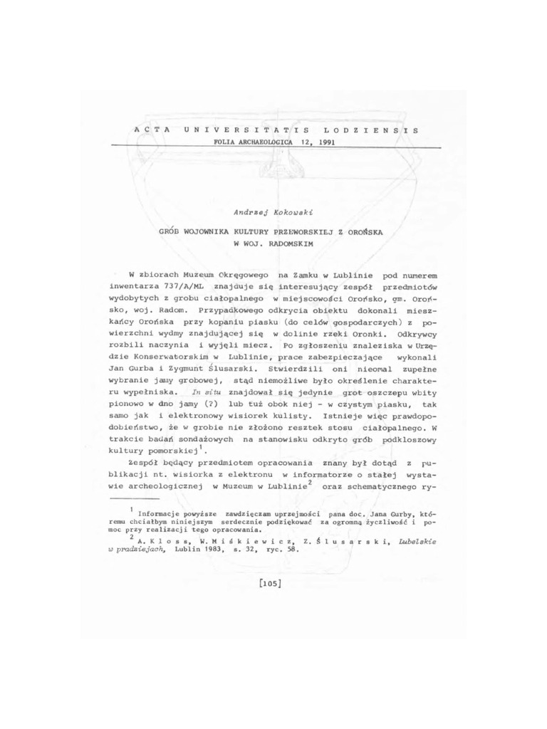 Tomb of The Warrior of The Przeworsk Culture | PDF