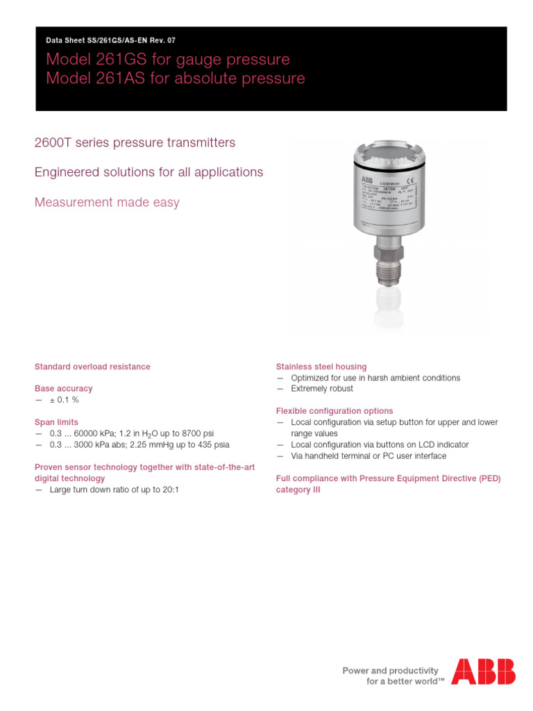 ABB - Pressure Transmitter | PDF | Electrical Connector | Pressure ...