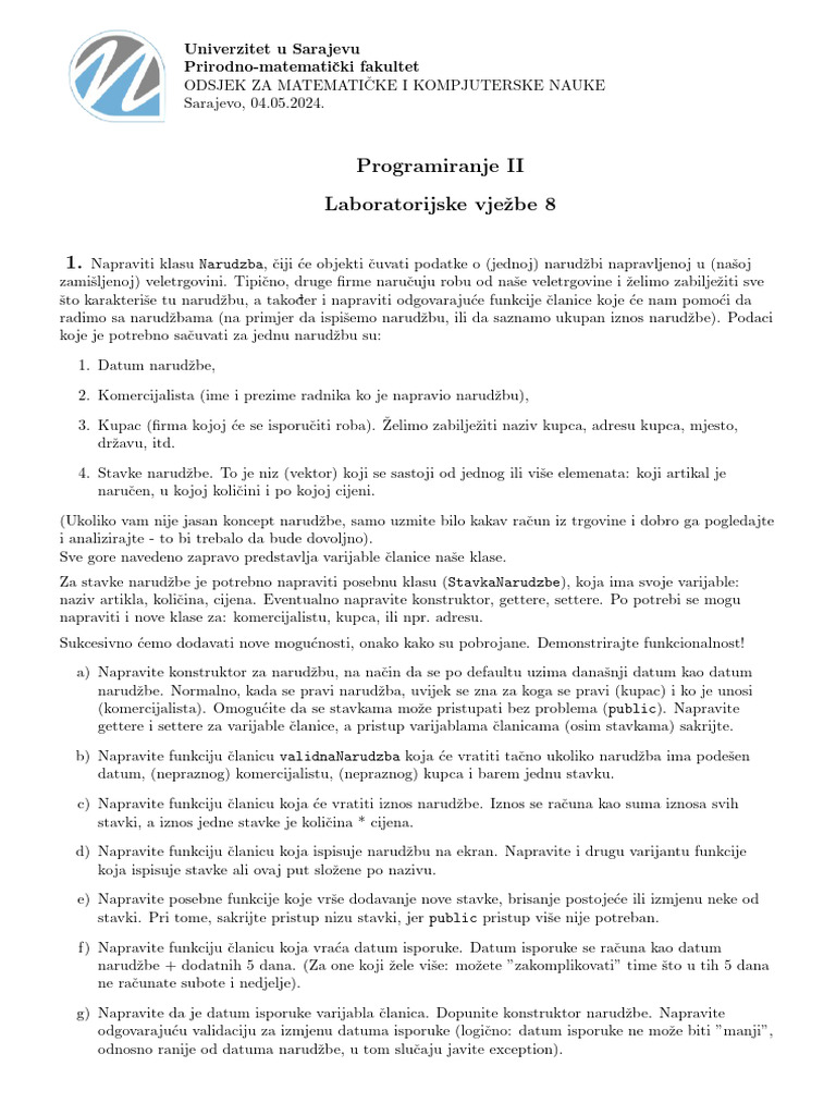 Programiranje II 2023 24 LV8 | PDF