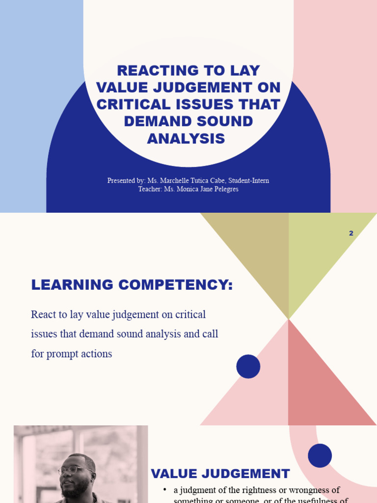 Lesson 4 Reacting To Lay Value Judgement On Critical Issues | PDF ...